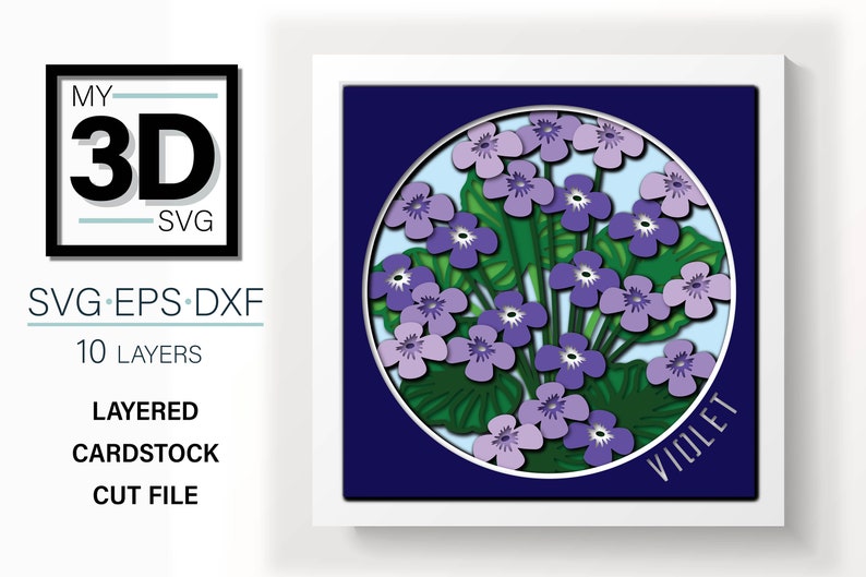 3D VIOLET Shadow Box Svg - for Cricut - for Silhouette - Etsy