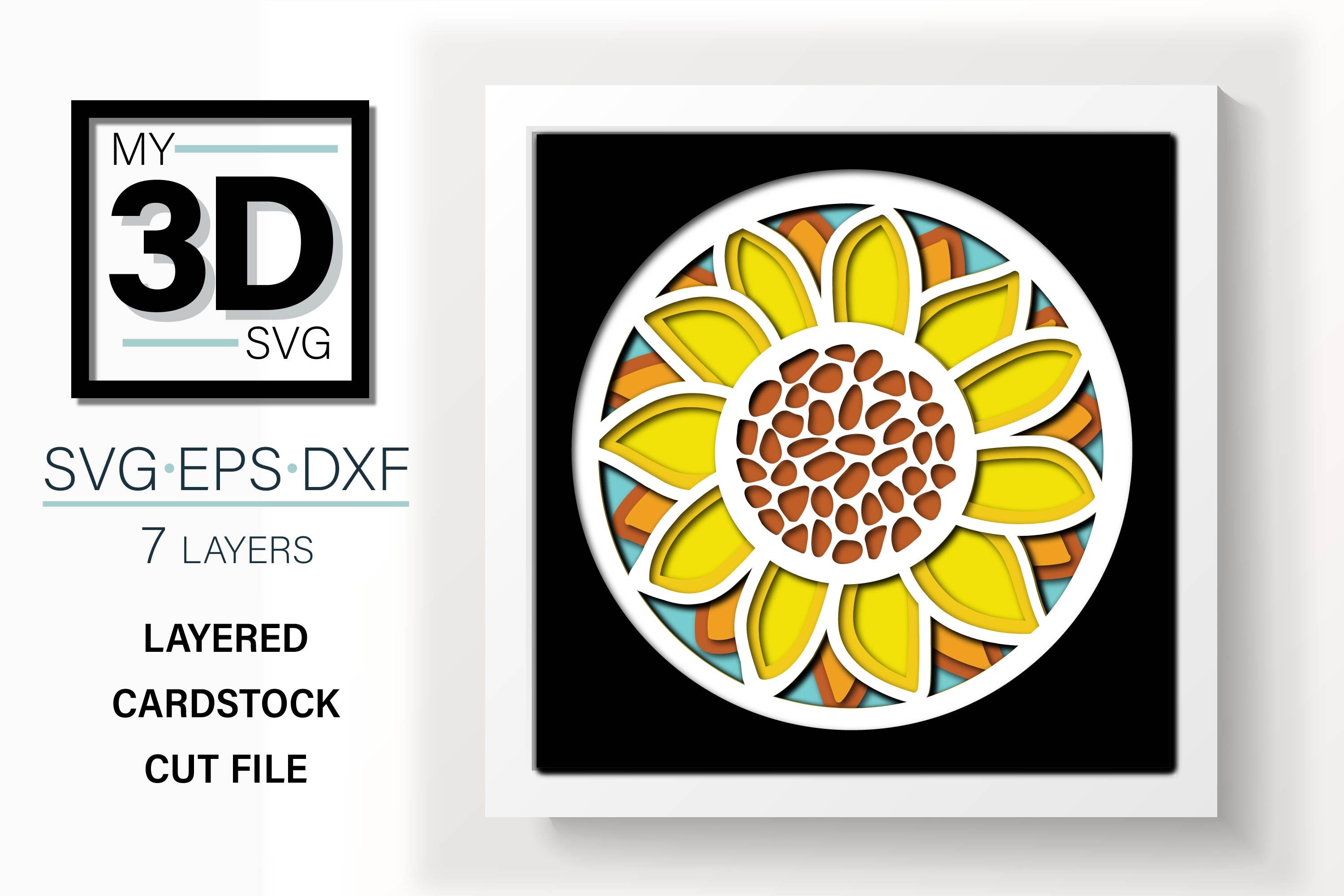 3D Sunflower SVG - Layered Shadow Box Svg - for Cricut - for Silhouette ...