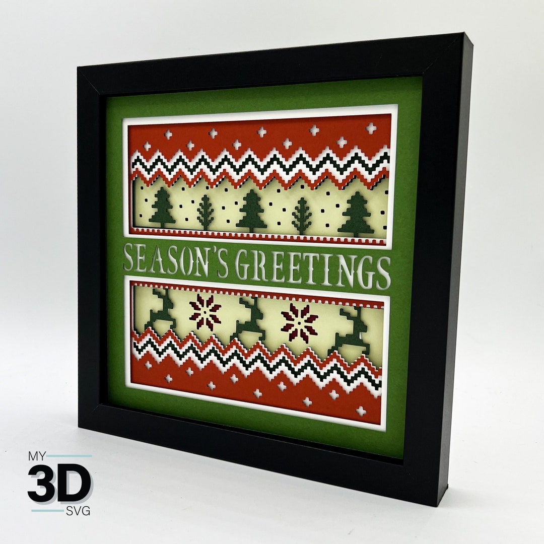 3D SEASON'S GREETINGS Svg - 3D Christmas Svg - CHRISTMAS Shadow Box Svg ...