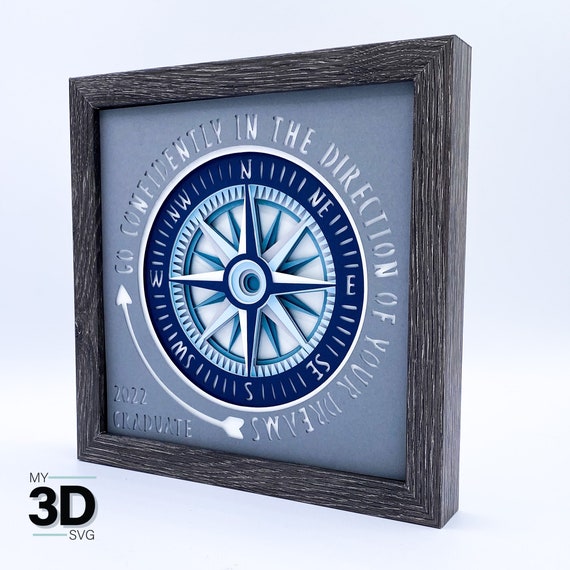 3D COMPASS GRADUATION Shadow Box Svg for Cricut for - Etsy UK
