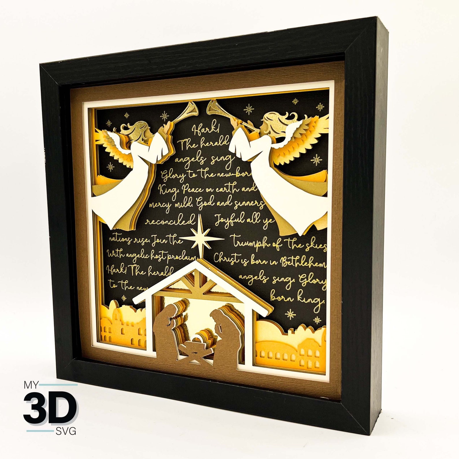 3D HARK the HERALD ANGELS Sing Svg - 3D Christmas Svg - Shadow Box Svg ...