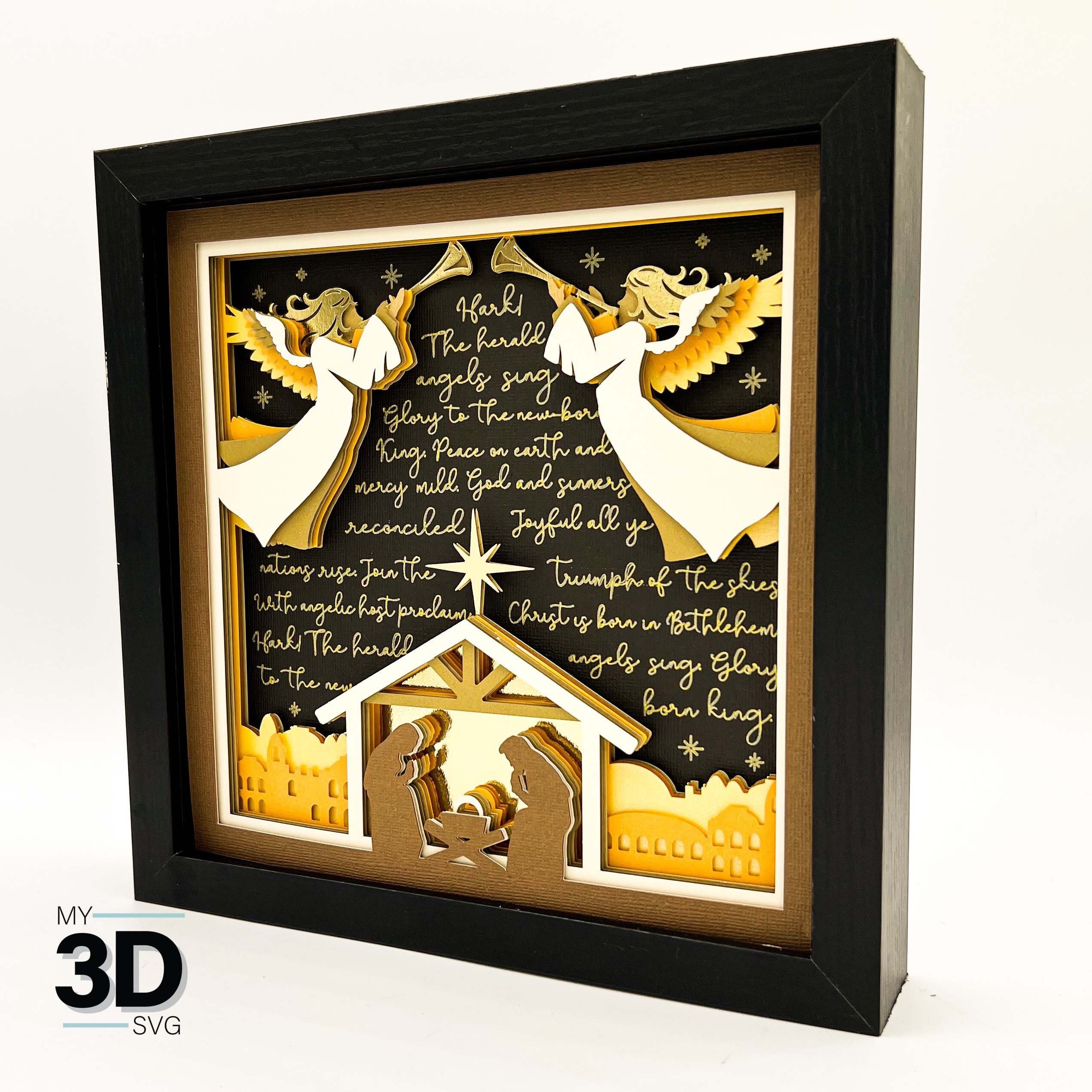 3D HARK the HERALD ANGELS Sing Svg - 3D Christmas Svg - Shadow Box Svg ...