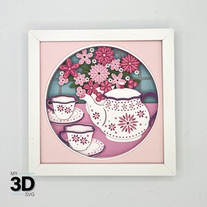 3D TEA PARTY SVG - Shadow Box Svg - Layered Cardstock Svg - for Cricut ...