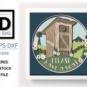 3D OUTHOUSE Svg - BATHROOM Shadow Box Svg - Layered Cardstock Svg - for ...