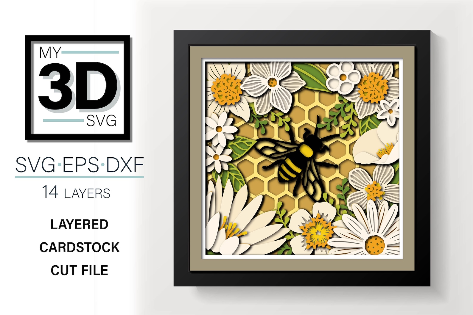 3D BEE Svg - Shadow Box Svg -layered Cardstock Svg - for Cricut - for ...