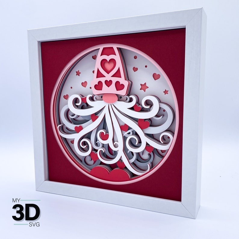 3D VALENTINES GNOME With Hearts Svg - Gnome With Hearts - Valentines ...