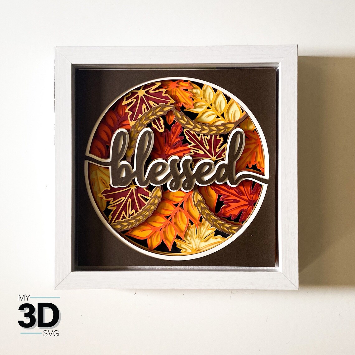 3D BLESSED Svg FALL Shadow Box Svg for Cricut for - Etsy