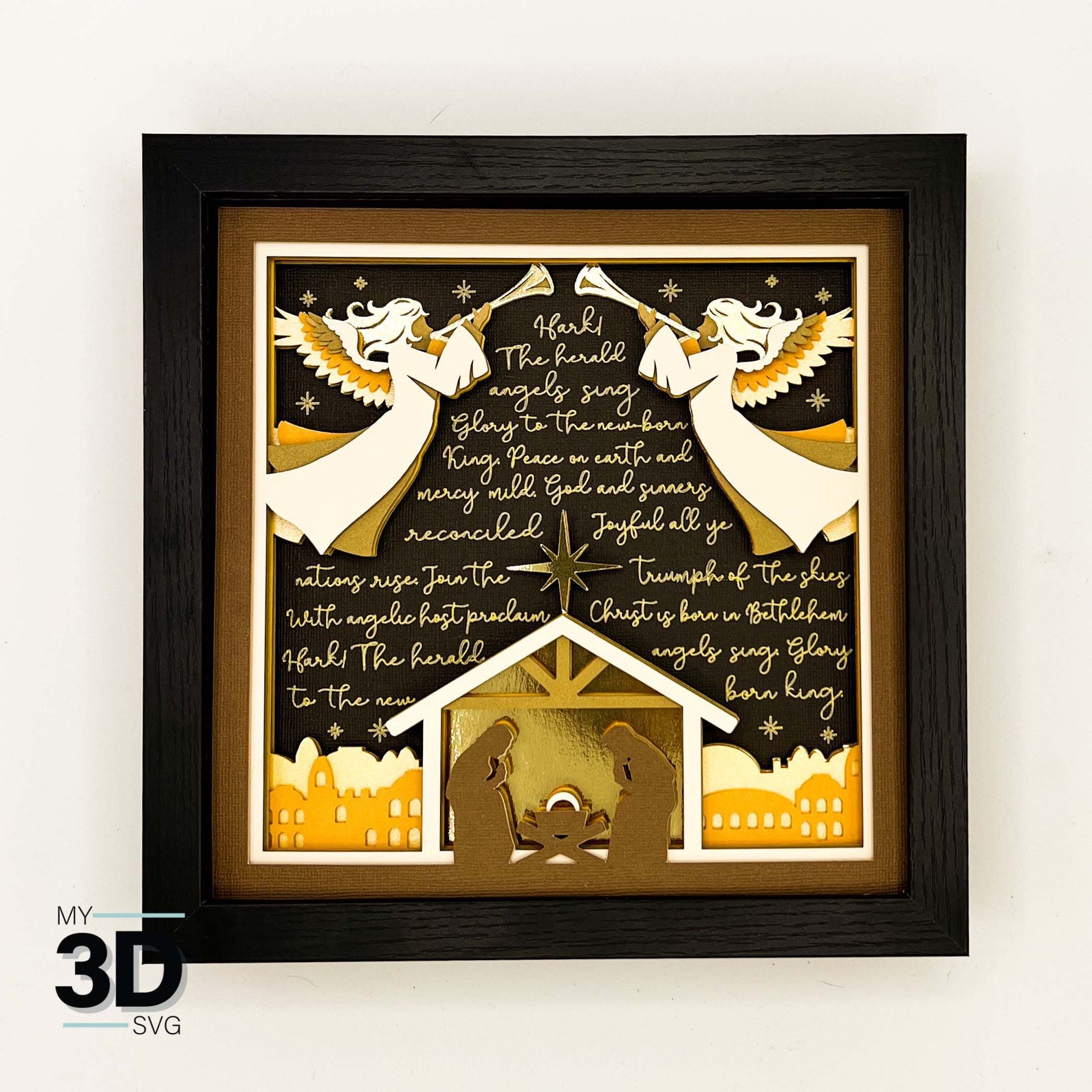 3D HARK the HERALD ANGELS Sing Svg - 3D Christmas Svg - Shadow Box Svg ...