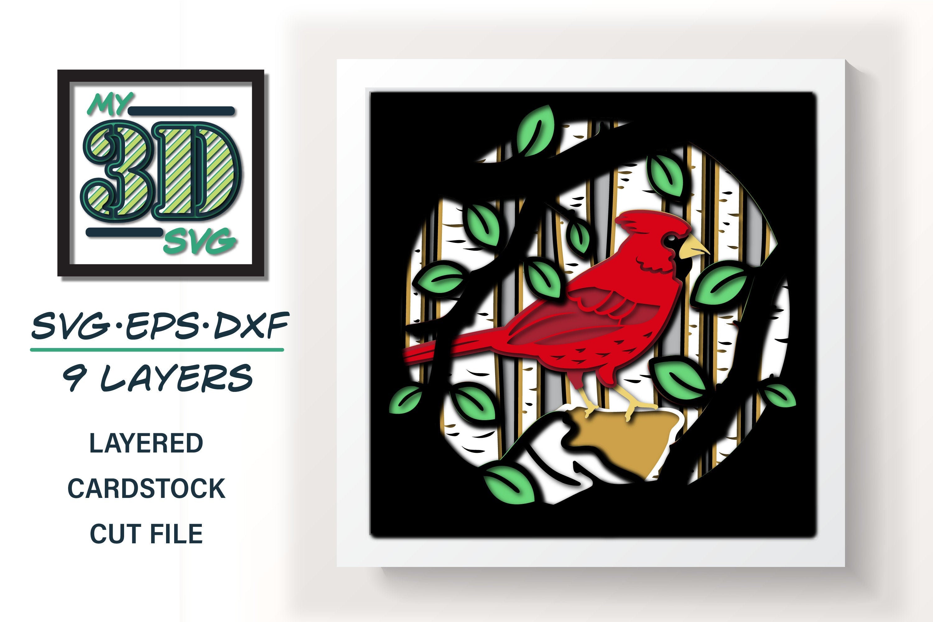 3D CARDINAL SVG Layered Cardstock SVG Memorial Svg for | Etsy