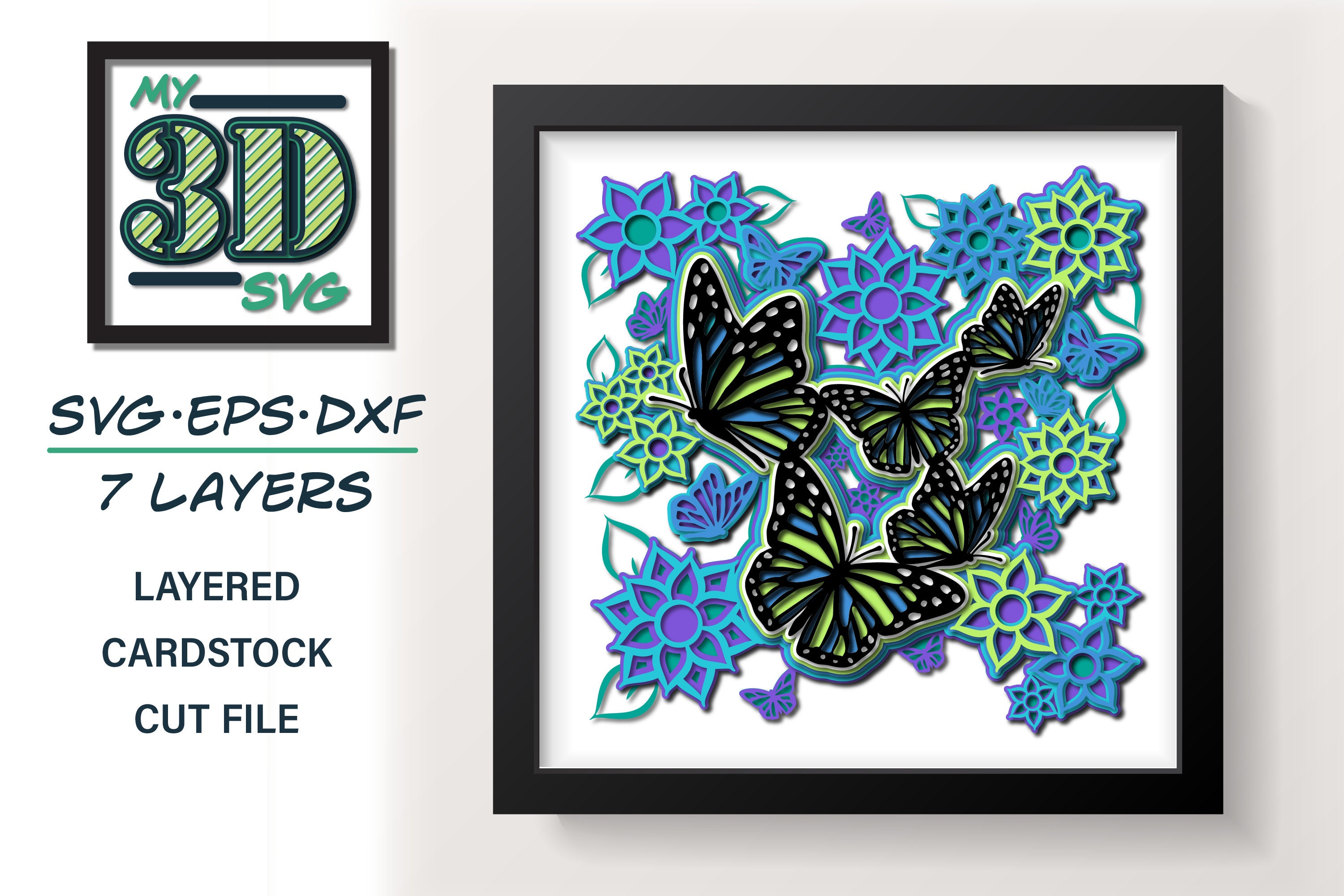 3D Butterflies SVG Shadow box svg layered cardstock svg | Etsy