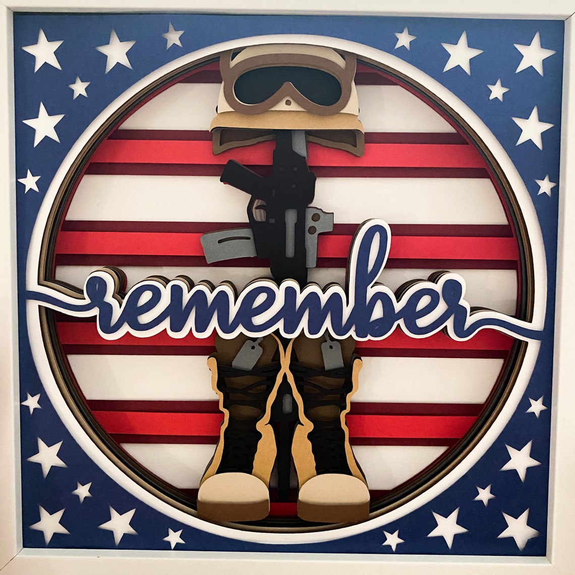 3D BATTLEFIELD CROSS SVG Memorial Day Shadow Box Svg Road - Etsy