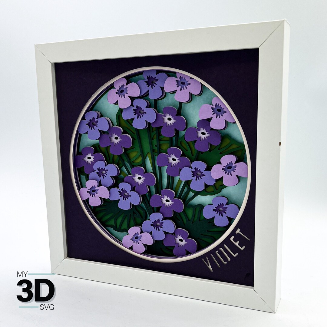 3D VIOLET Shadow Box Svg - for Cricut - for Silhouette - Etsy
