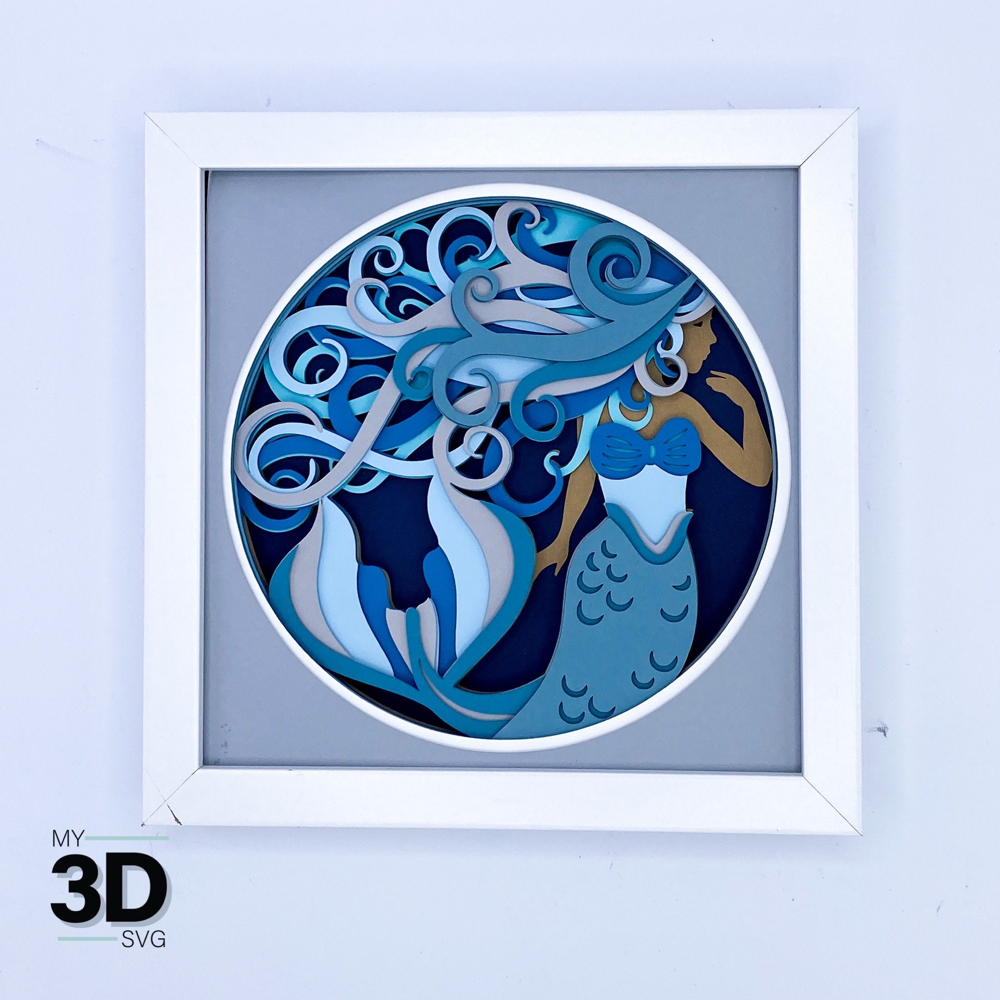 3D MERMAID Svg TROPICAL Shadow Box for Cricut for | Etsy Canada