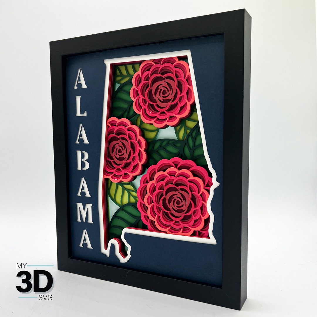 3D ALABAMA - CAMELLIA Flower Svg - for Cricut - for Silhouette - Etsy