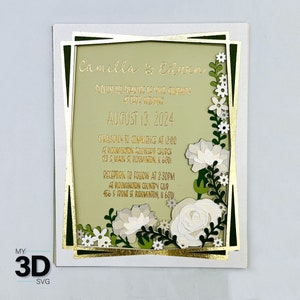 3D WEDDING CARD SVG Customizable Card or Shadow Box Svg layered ...