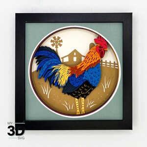 3D ROOSTER Svg - Shadow Box Svg -layered Cardstock Svg - for Cricut ...
