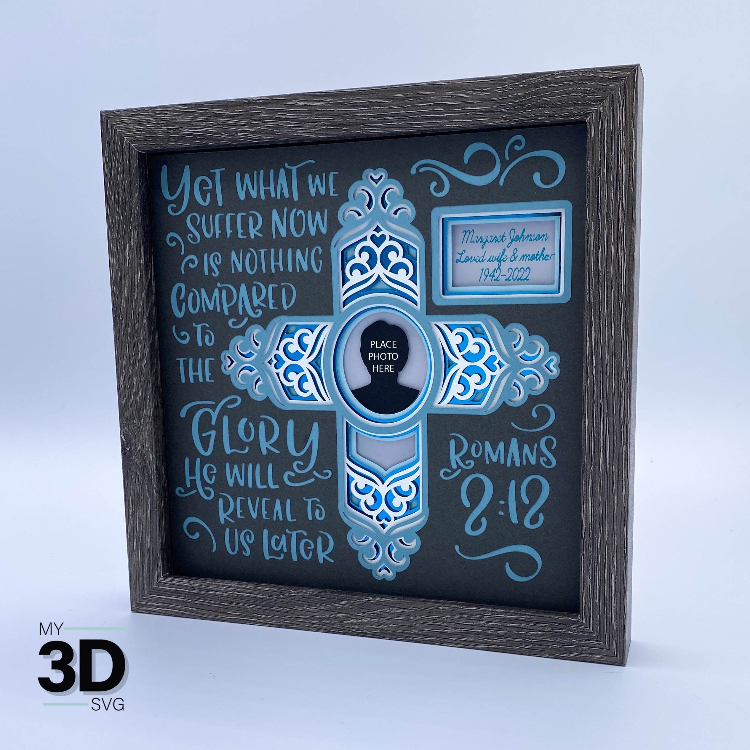 CUSTOMIZABLE 3D CHRISTIAN MEMORIAL Shadow Box Svg for Cricut - Etsy