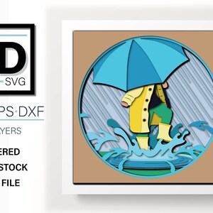 3D SPLASHING IN PUDDLE Svg -spring Shadow Box Svg -layered Cardstock ...