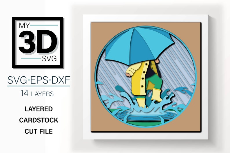 3D SPLASHING IN PUDDLE Svg spring Shadow Box Svg layered - Etsy