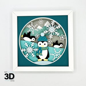 3D PENGUINS PLAYING Shadow Box Svg - WINTER Shadow Box Svg - for Cricut ...