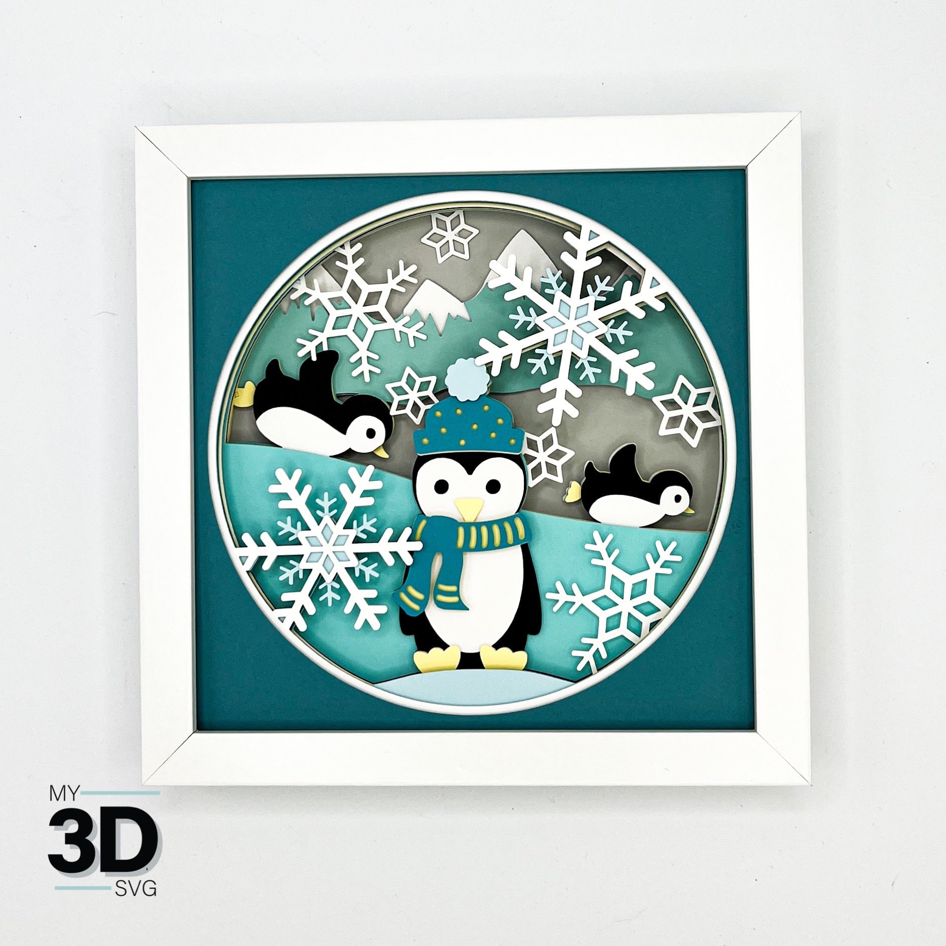 3D PENGUINS PLAYING Shadow Box Svg WINTER Shadow Box Svg - Etsy Australia