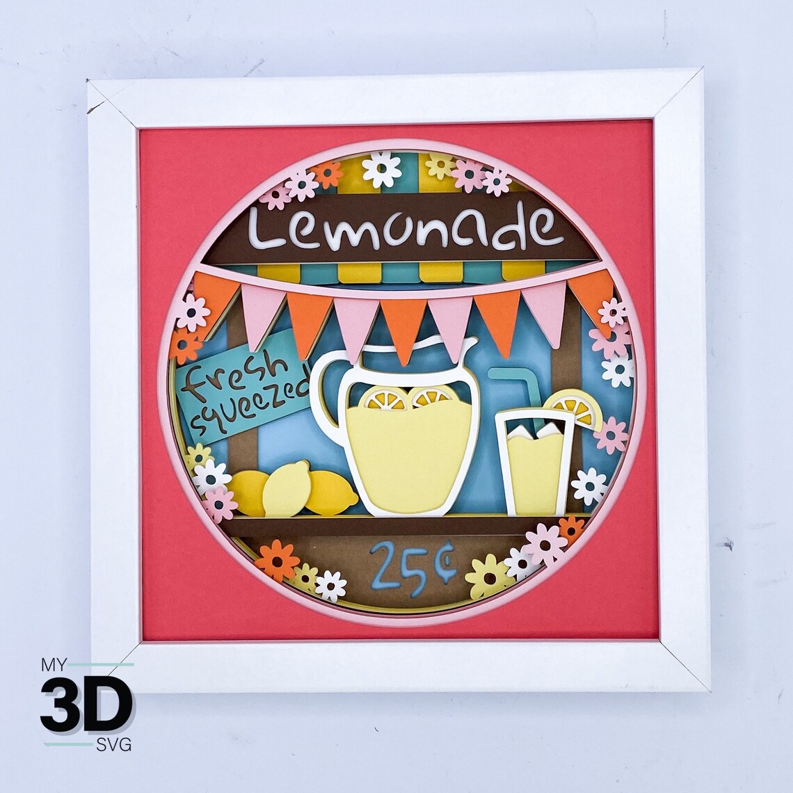 3D LEMONADE STAND SVG summer Shadow Box Svg layered - Etsy