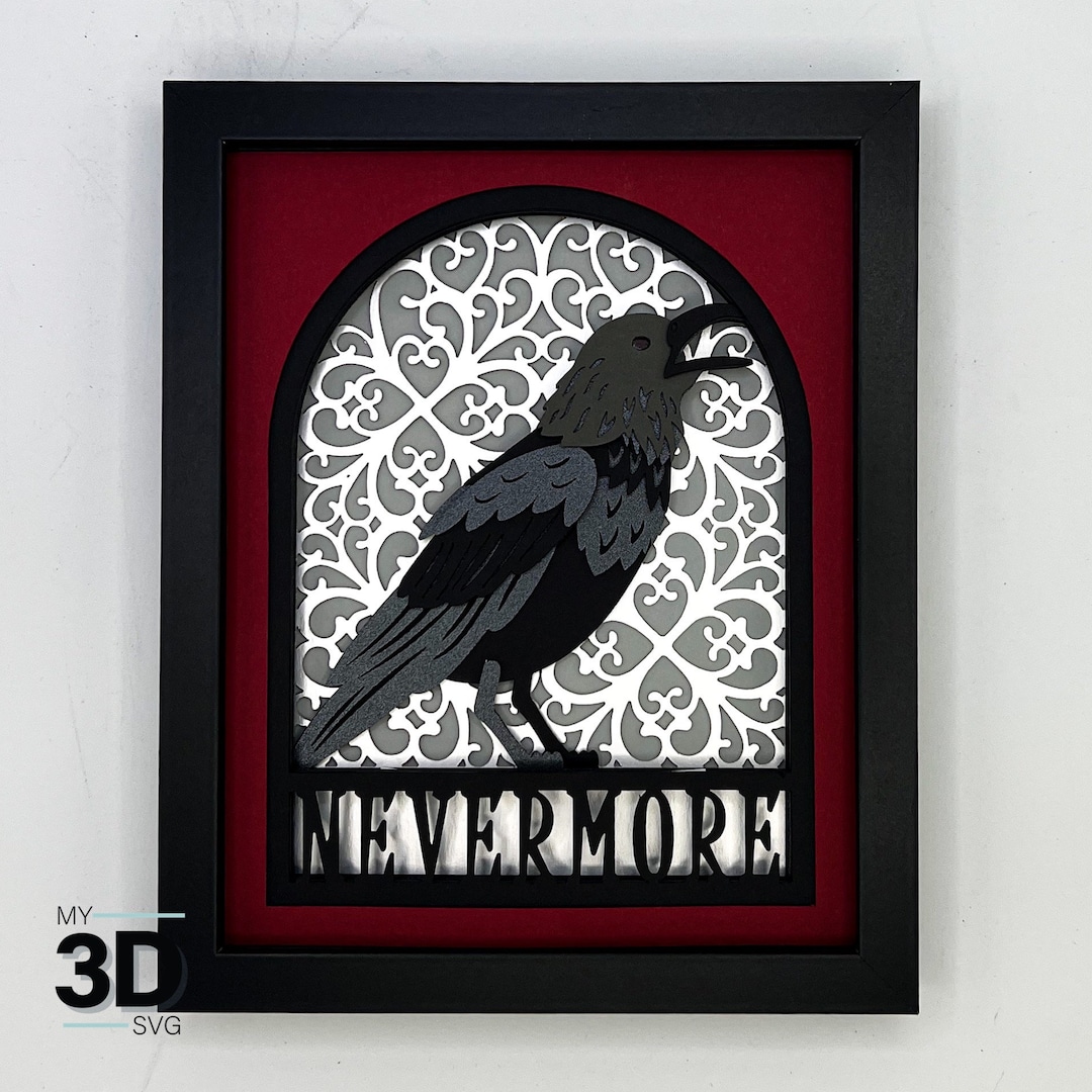 3D THE RAVEN Svg - Halloween Shadow Box Svg - for Cricut - for ...