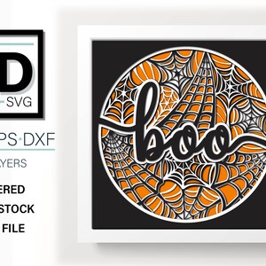 3D BOO WITH SPIDERWEB Svg - Halloween Svg - Shadow Box Svg - for Cricut ...
