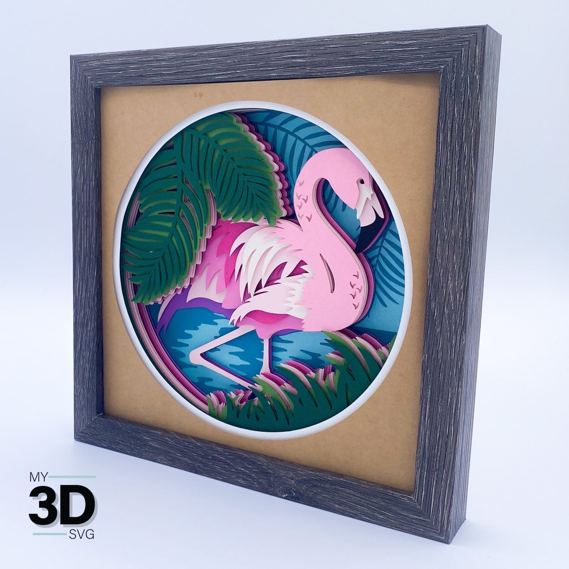 3D FLAMINGO Svg TROPICAL Shadow Box for Cricut for - Etsy