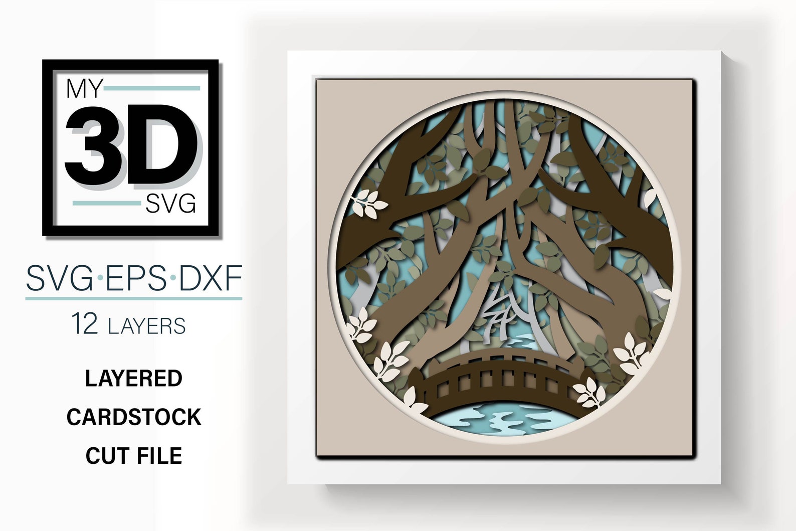 3D WOODLAND STREAM SVG Fall Svg Shadow Box Svg for | Etsy