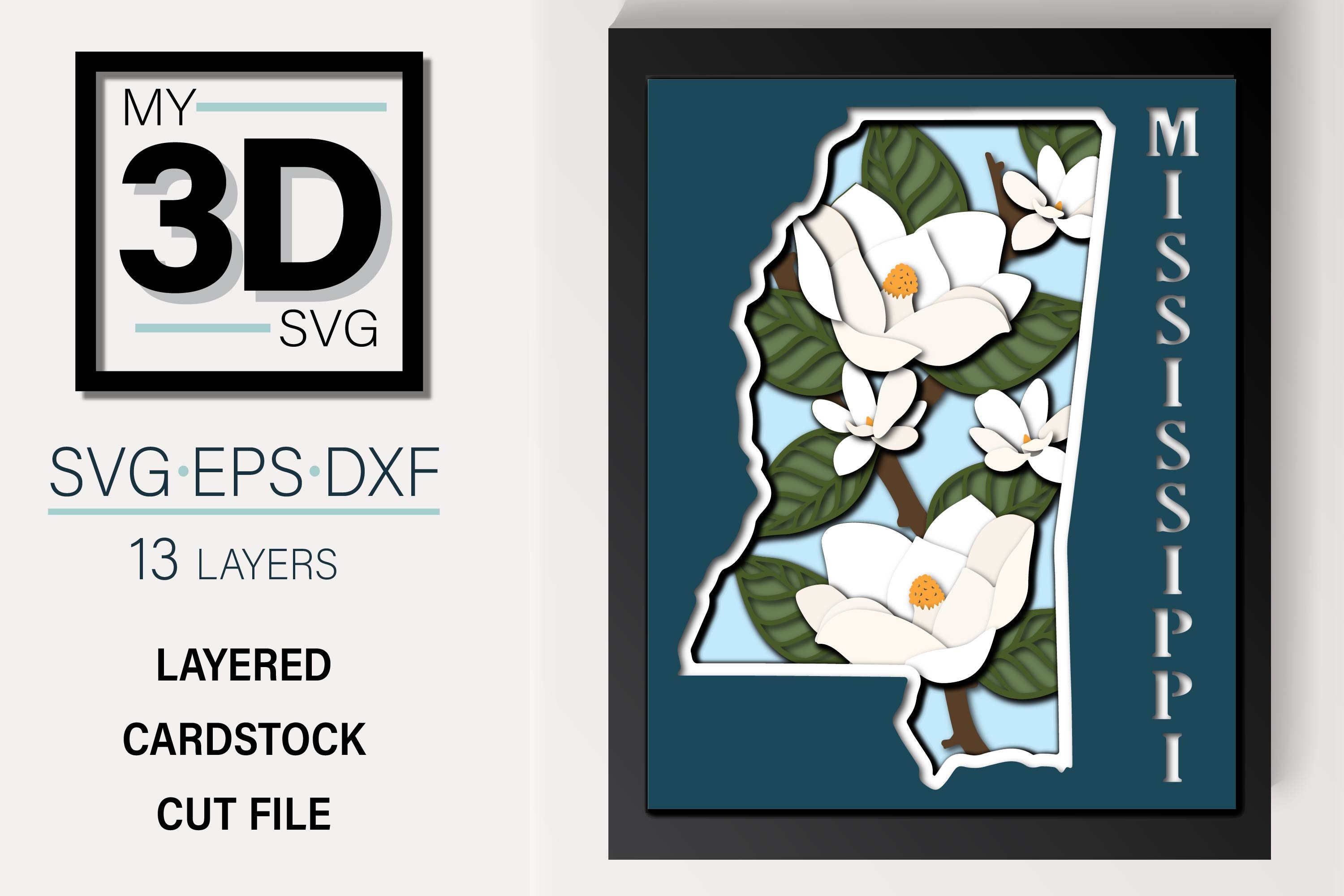 3D MISSISSIPPI - MAGNOLIA Flower Svg - for Cricut - for Silhouette - Etsy