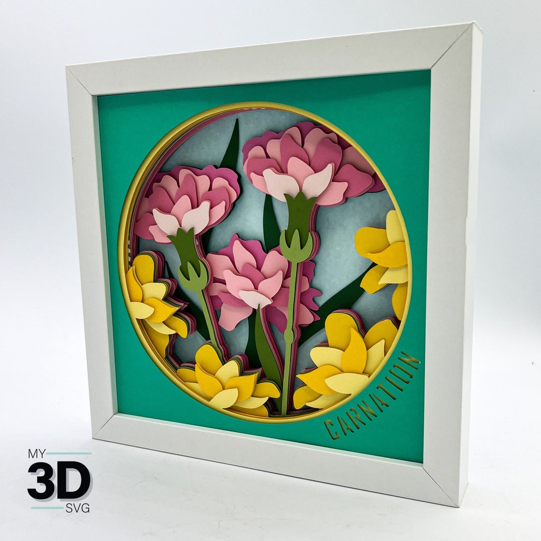 3D CARNATION Shadow Box Svg - for Cricut - for Silhouette - Etsy