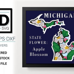 3D MICHIGAN SVG - Apple Blossom Svg - for Cricut - for Silhouette - Etsy