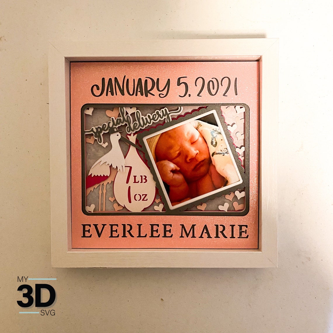 CUSTOMIZABLE 3D BABY STATS Shadow Box Svg for Cricut for - Etsy