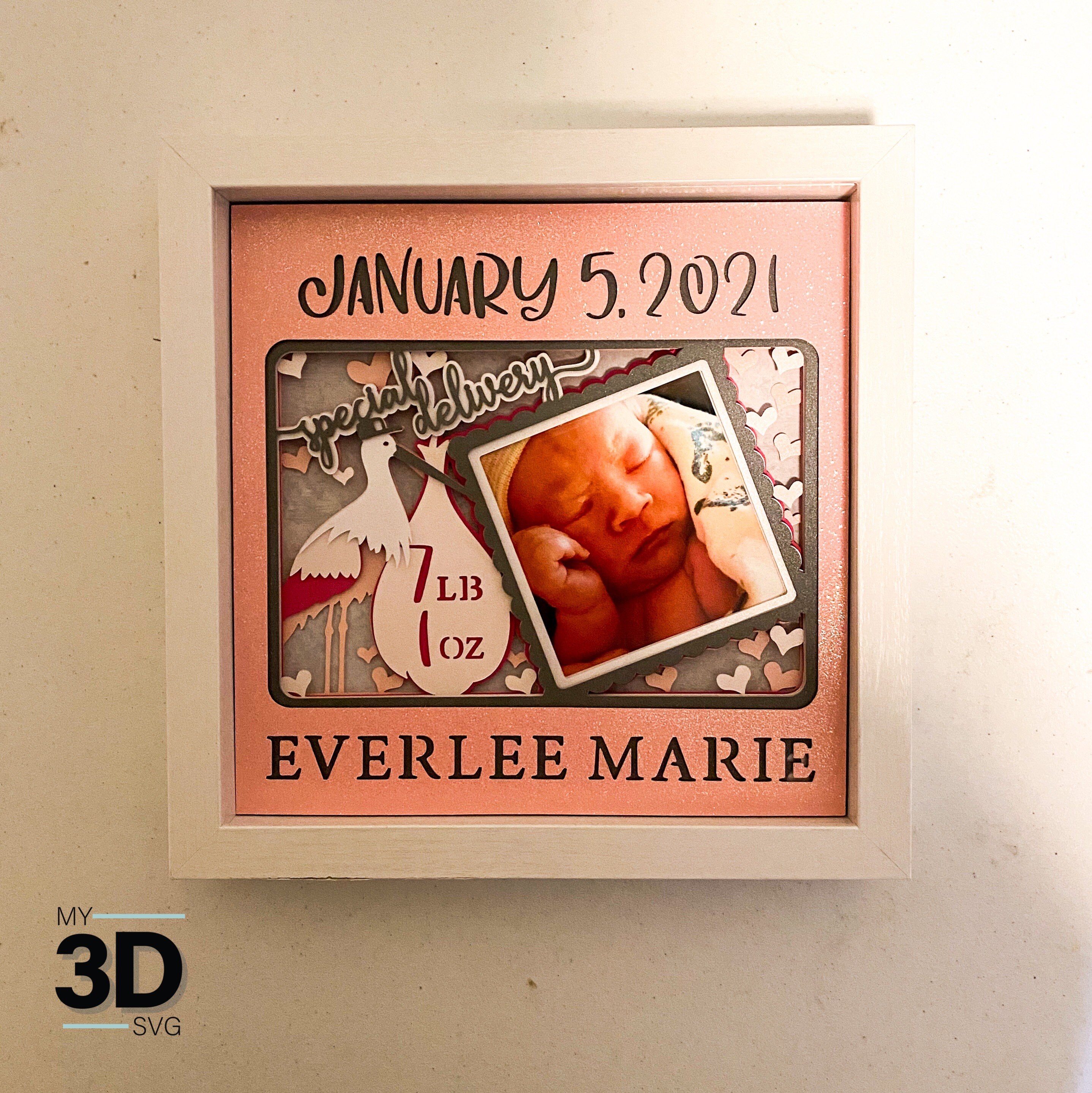 CUSTOMIZABLE 3D BABY STATS Shadow Box Svg - for Cricut - for Silhouette ...