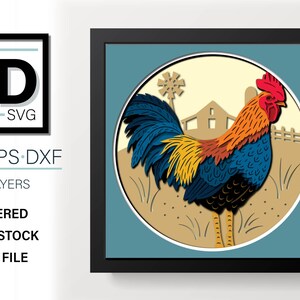 3D ROOSTER Svg - Shadow Box Svg -layered Cardstock Svg - for Cricut ...