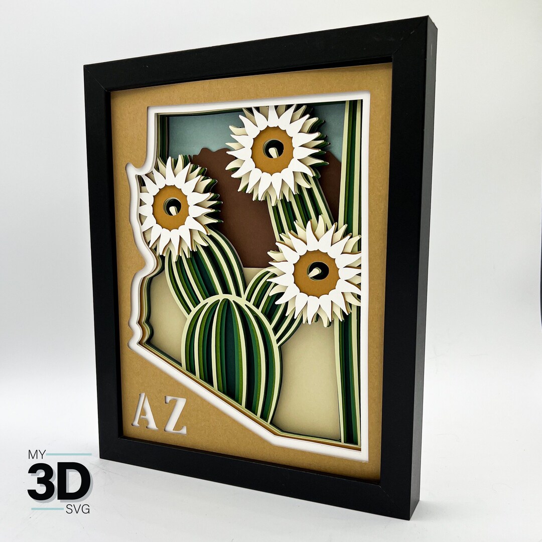 3D ARIZONA SVG - Cactus Blossom Svg - for Cricut - for Silhouette - Etsy