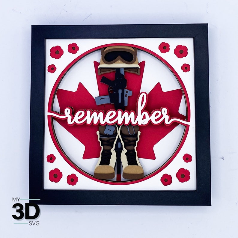 3D CANADIAN BATTLEFIELD CROSS Svg Remembrance Day Shadow Box - Etsy