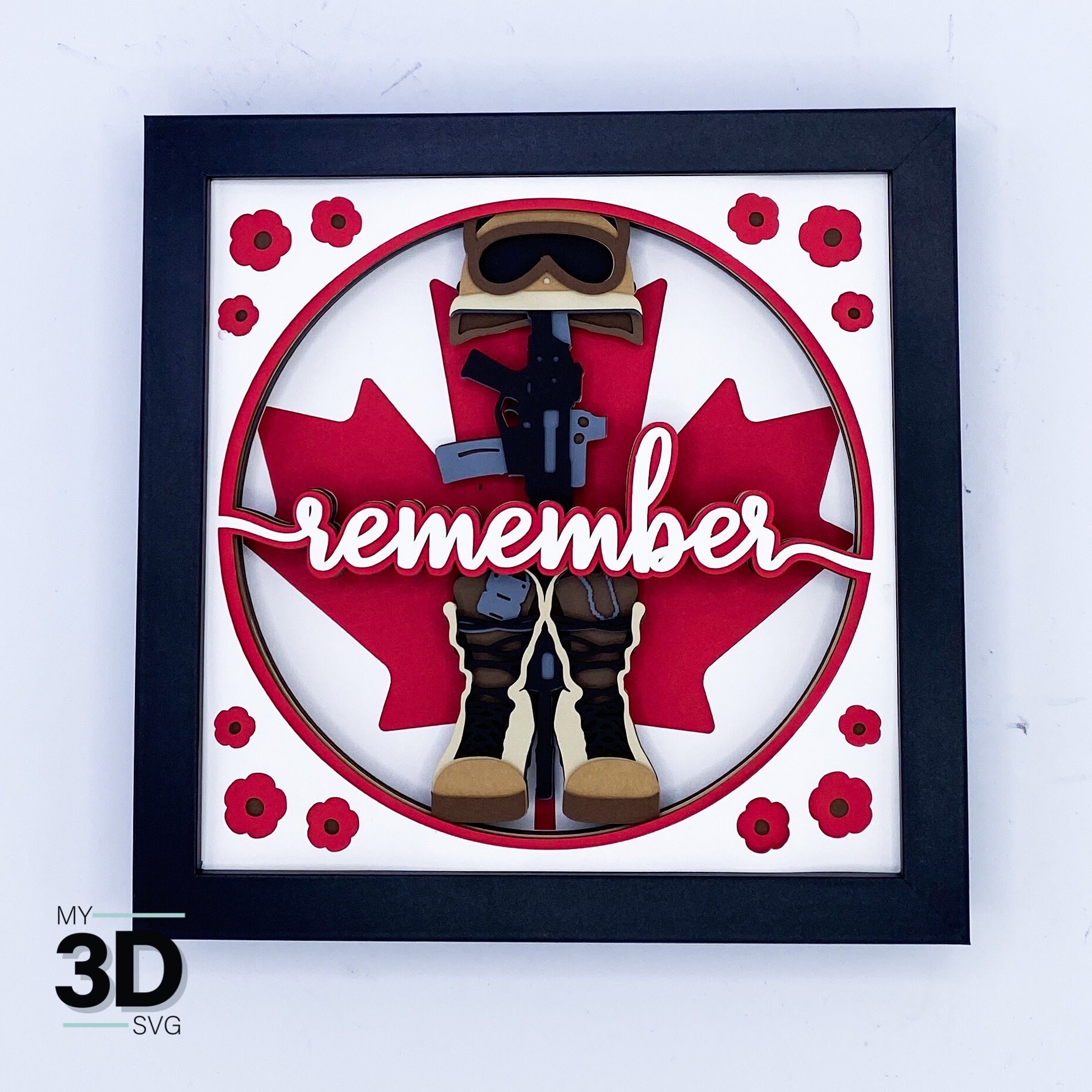 3D CANADIAN BATTLEFIELD CROSS Svg - Remembrance Day Shadow Box Svg ...