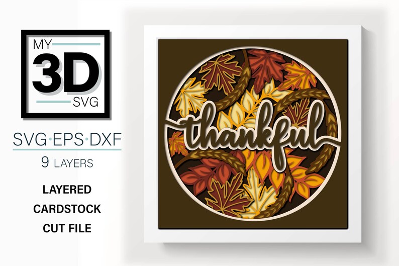 3D THANKFUL Svg - FALL Shadow Box Svg - for Cricut - for Silhouette - Etsy
