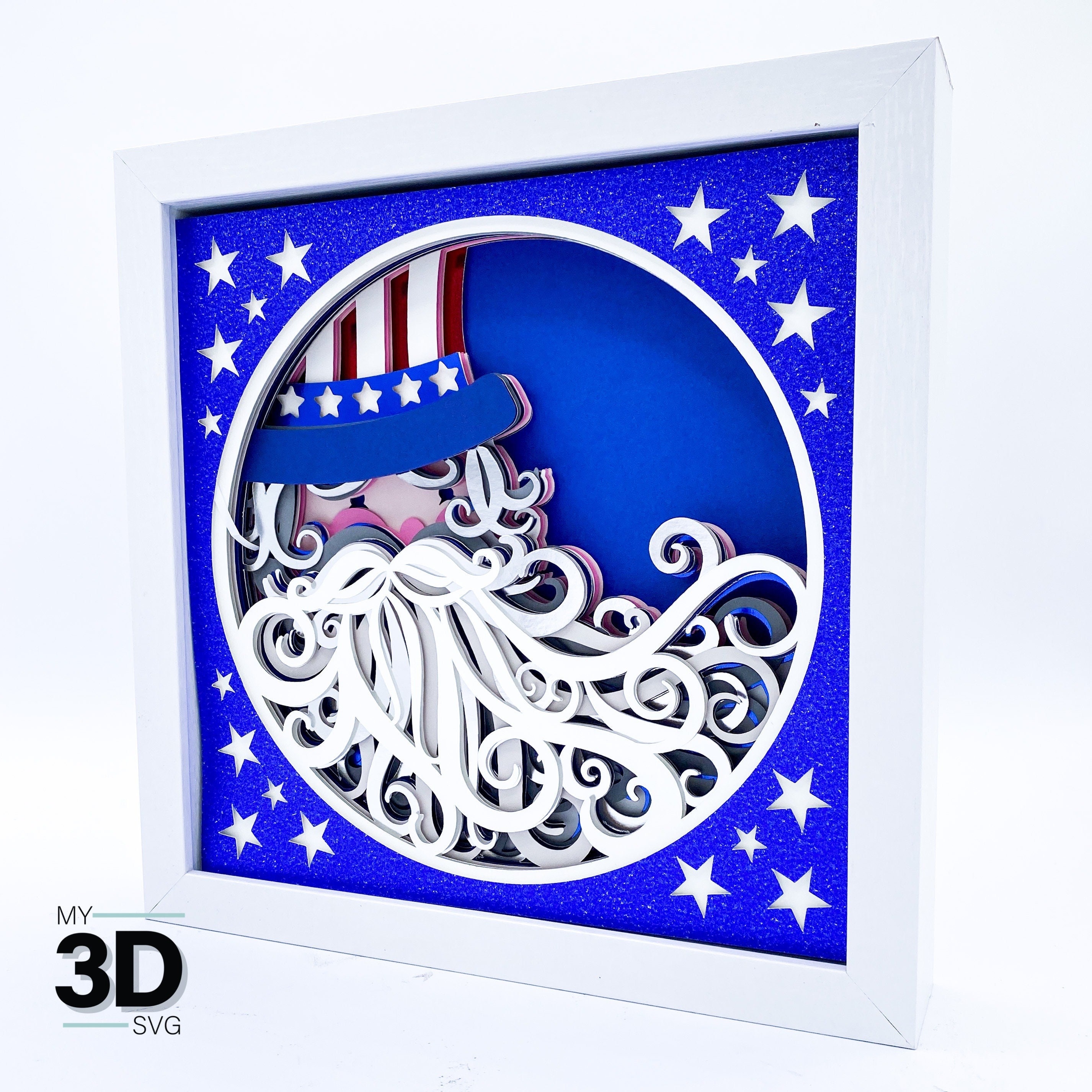 3D UNCLE SAM Svg PATRIOTIC Svg 4th of July Shadow Box Svg - Etsy