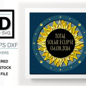 3D SOLAR ECLIPSE SVG - Eclipse 2024 Shadow Box - for Cricut - for ...