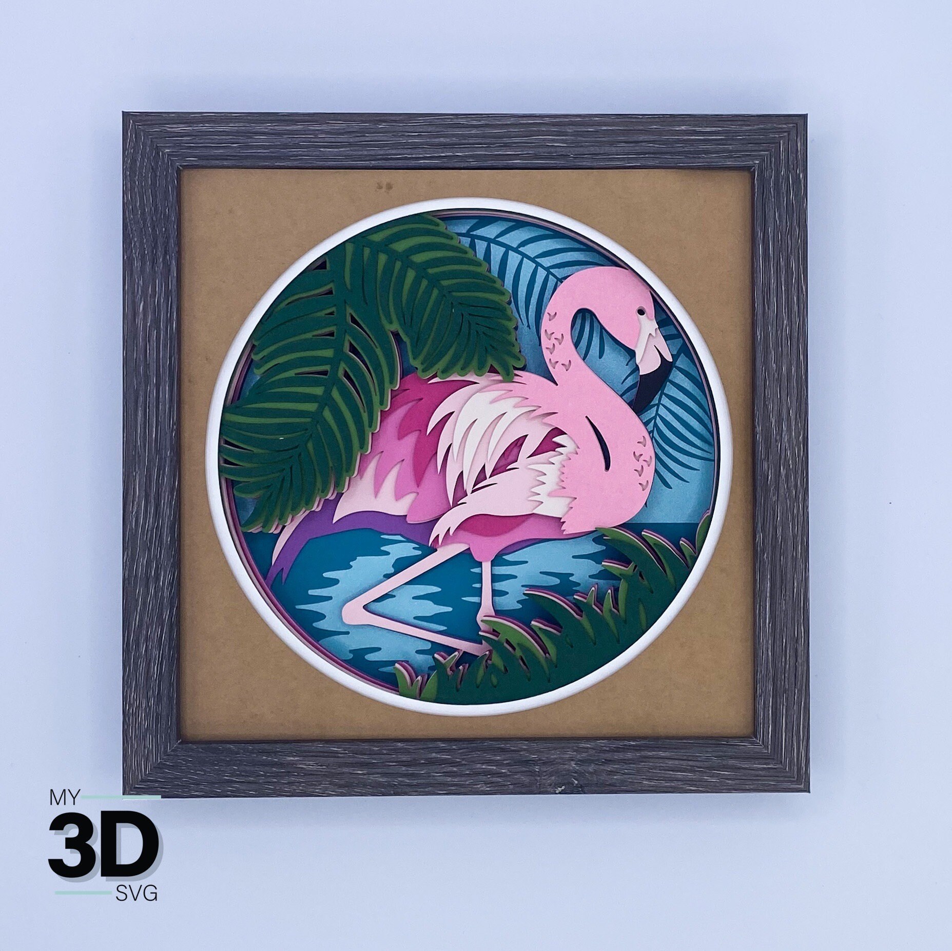 3D FLAMINGO Svg TROPICAL Shadow Box for Cricut for - Etsy