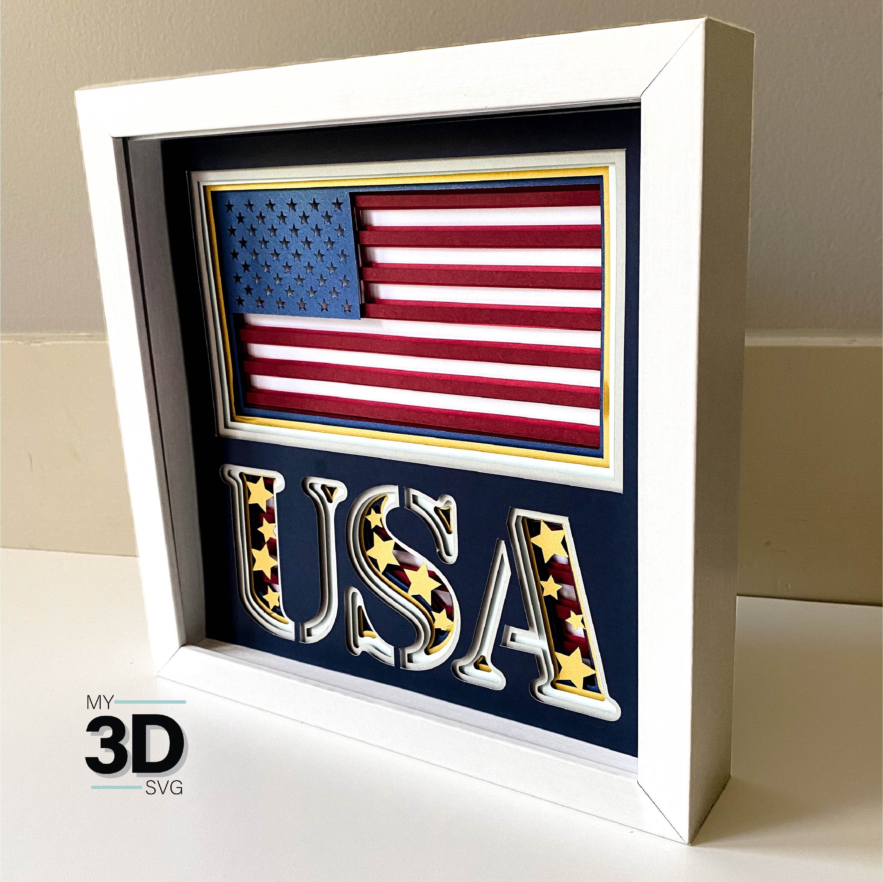 3D USA SVG Layered Cardstock Svg Memorial Day Svg 4th of - Etsy