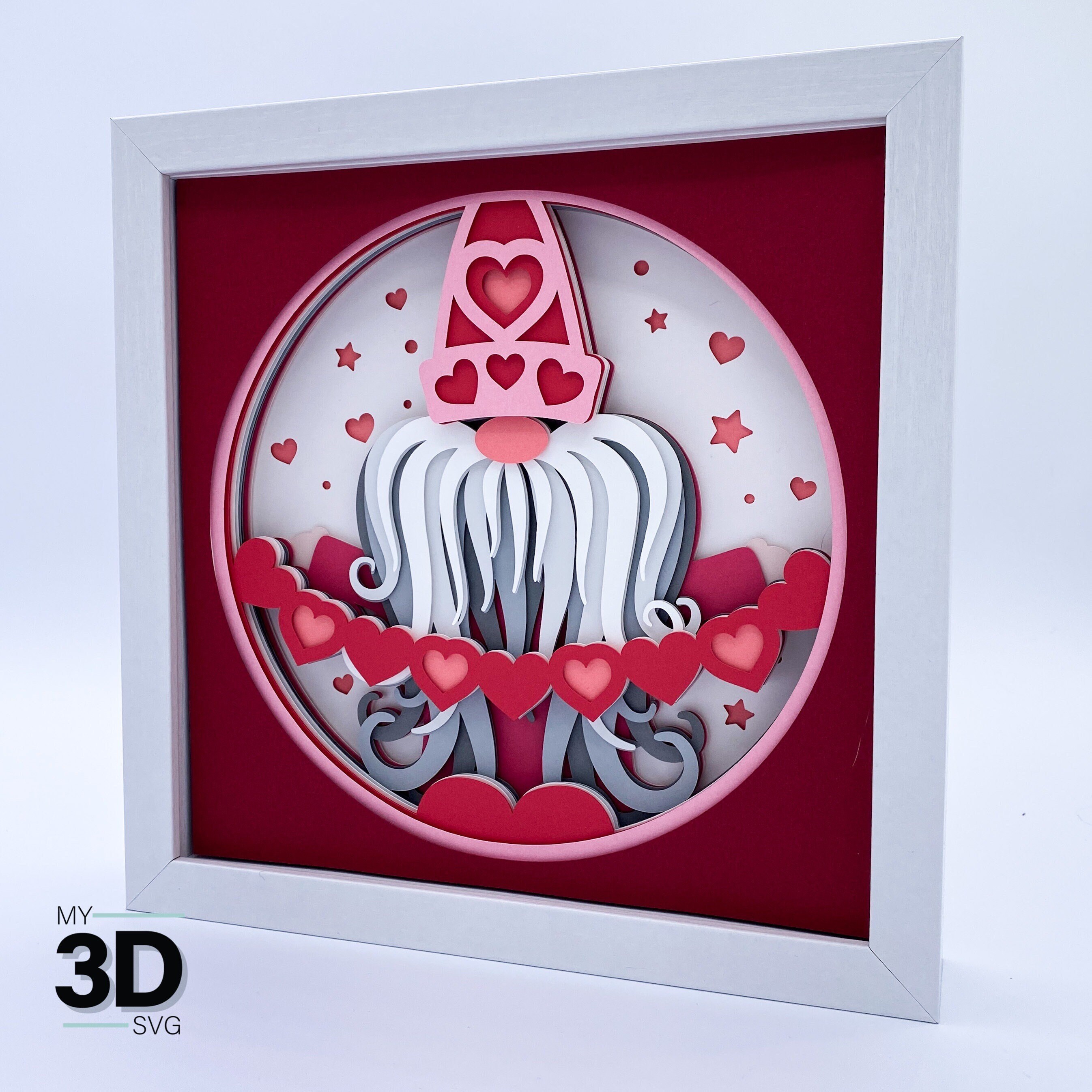 3D VALENTINES GNOME Svg Gnome With Hearts Valentines Day - Etsy