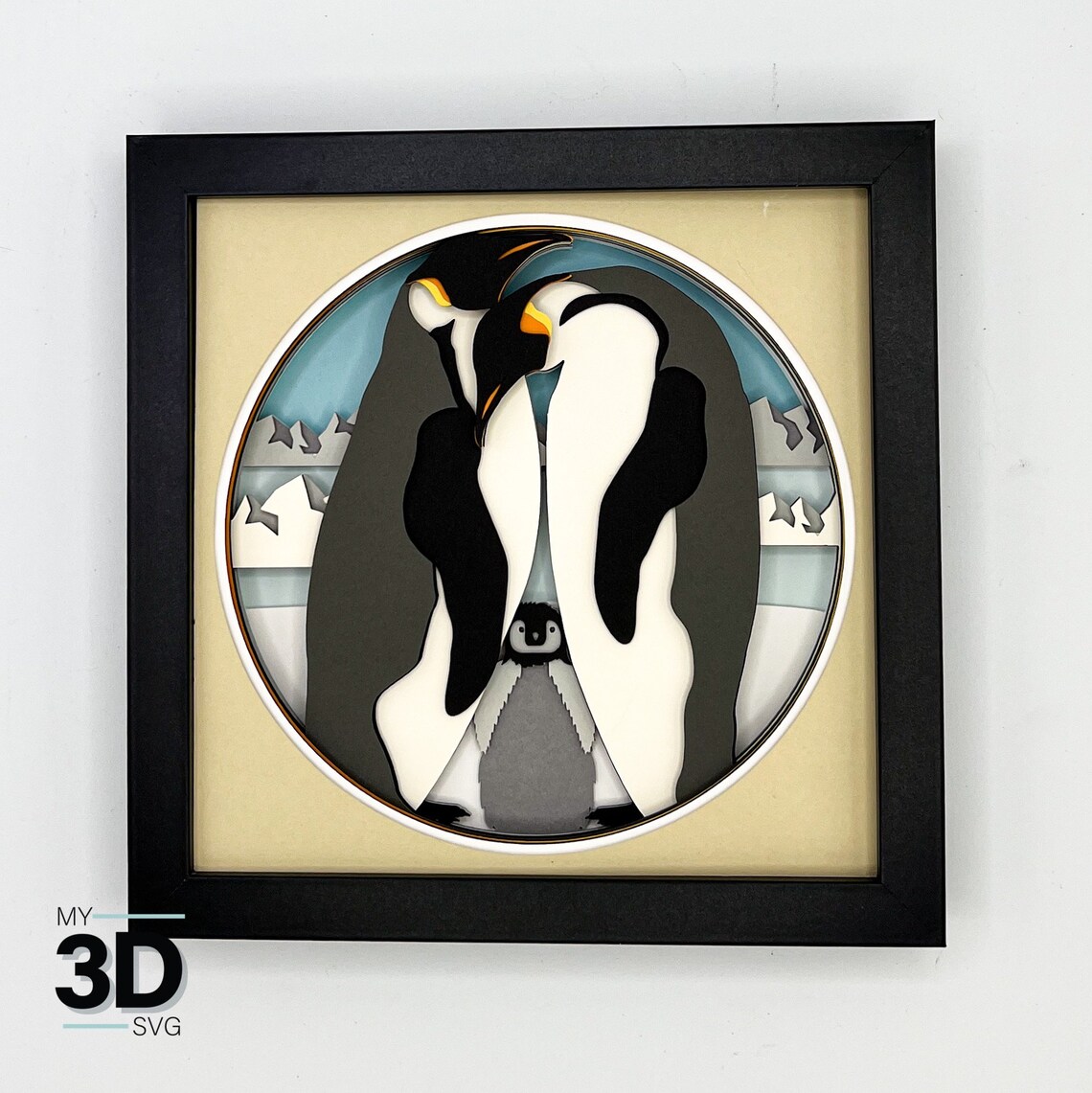 3D EMPEROR PENGUIN Shadow Box Svg - WINTER Shadow Box Svg - for Cricut ...