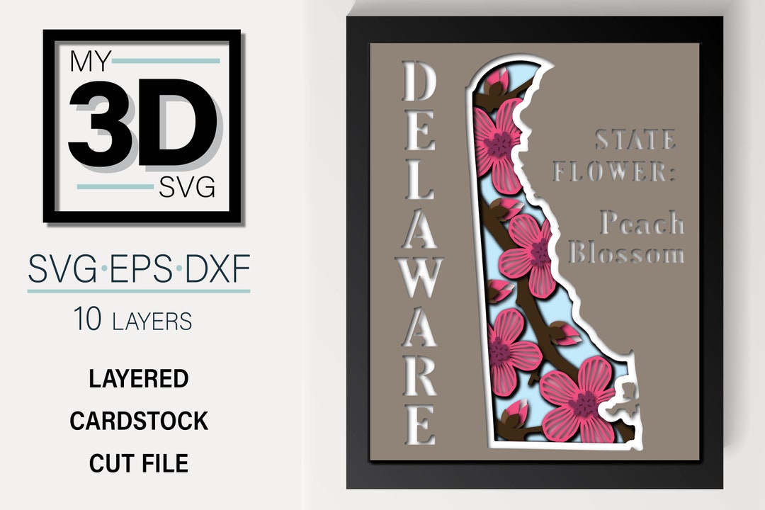 3D DELAWARE SVG - Peach Blossom Svg - for Cricut - for Silhouette - Etsy