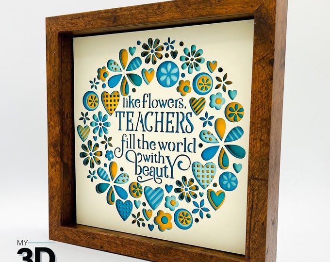 Teacher Gift/ Teacher With Students, 3D Paper Cut Light Box Template ...