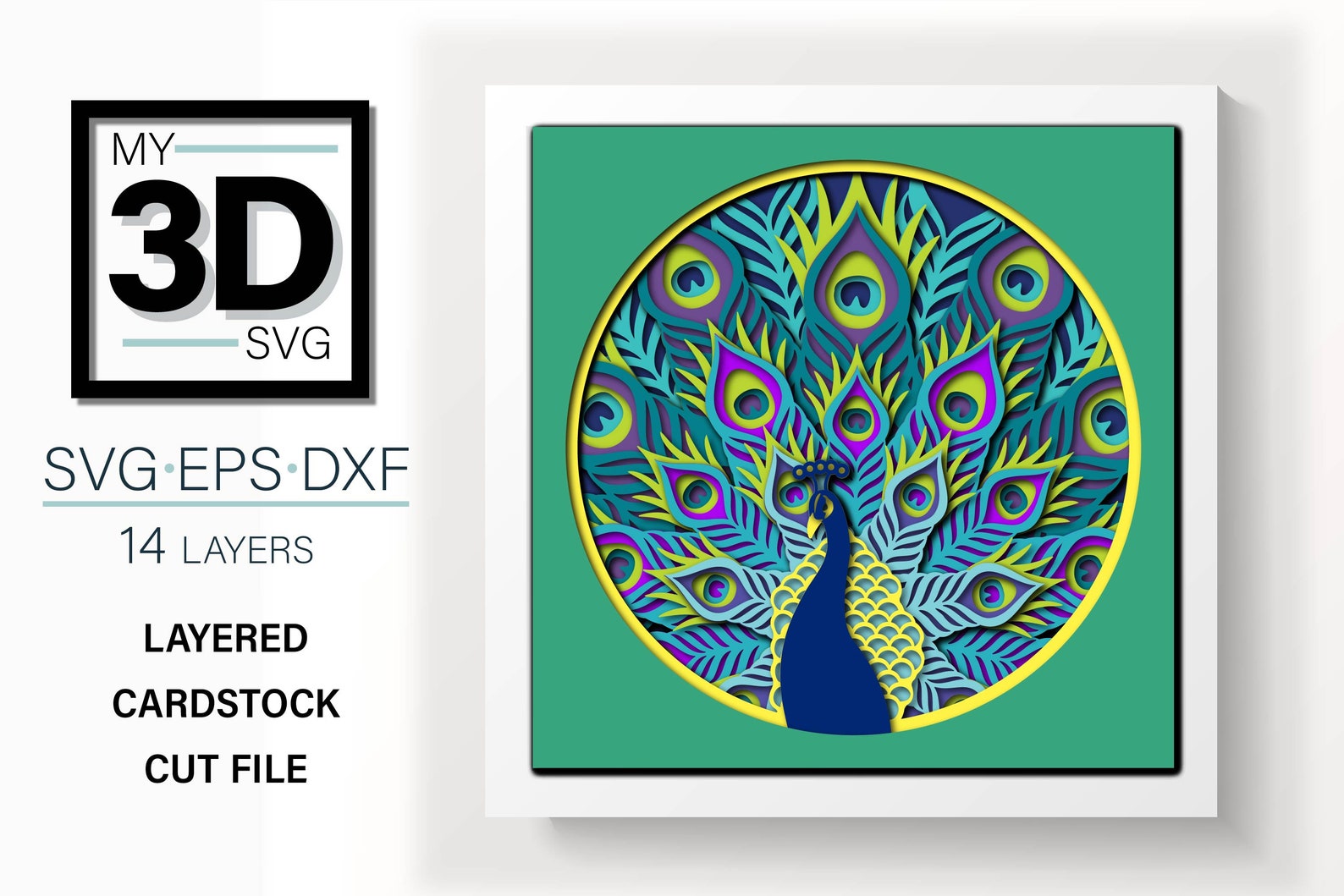 3D PEACOCK SVG PEACOCK Shadow Box for Cricut for - Etsy