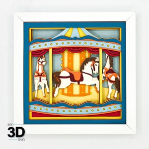 3D CAROUSEL SVG - CARNIVAL Shadow Box Svg -layered Cardstock Svg - for ...